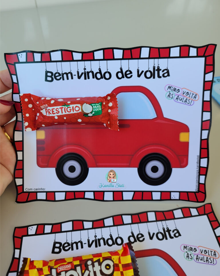 Cartãozinho bem vindo de volta - Psicopedagoga Kamilla Stati
